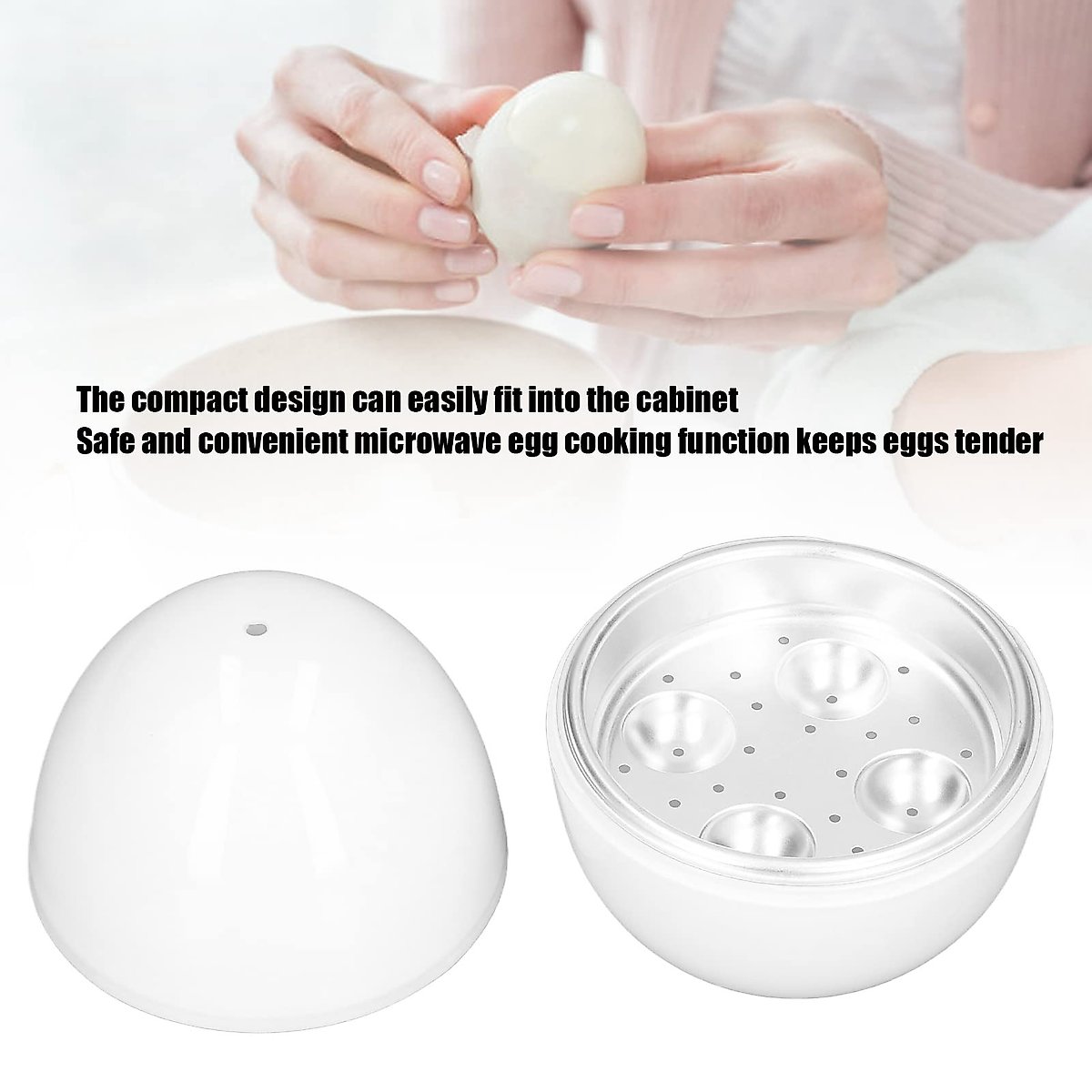 Egg Cookers, Egg Cooker for Microwave, Hard Boiled Egg Cooker 4 Eggs Capacity Compact Design ABS Material Egg Shape Microwave Function Egg Boiler