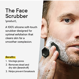 Tooletries - Men's Face Scrubber - Premium Silicone Facial Cleansing Brush, Gentle Exfoliator Pad & Soft-Touch Massager - Removes Dead & Dry Skin - Long Lasting Shower Accessories - Charcoal