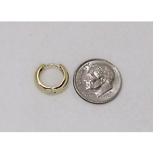 Tiny 14k Yellow Gold Huggie Hinged Hoop Earrings, 0.5 In (12mm) (3mm Tube)