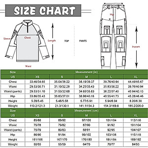 Men's Airsoft Shirt and Pants Military Uniform 1/4 Zip Long Sleeve Tactical Multicam BDU Set Woodland hunting Pants