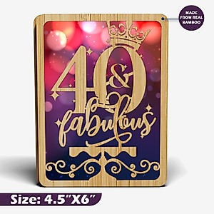 40th Birthday Cards For Women - | Made From Real Bamboo | 6" X 4.5" - 1 Pack (Envelope Included) | Laser Cut, Party Themed 40th Birthday Card For Wife, Mom, Aunt, Sister, Friend, Her etc.