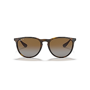 Ray-Ban RB4171F Erika Low Bridge Fit Round Sunglasses, Light Havana/Polarized Grey Gradient Brown, 54 mm