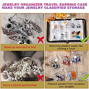 Transparent Jewelry Storage Book Earring Organizer, Jewelry Organizer Travel Earring Case Album Jewelry Container Jewelry Bags, Make Jewelry Organized and Prevent Oxidation(70 Grids+60 Zipper Bags)
