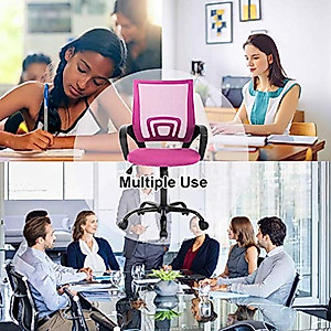 Meet Perfect Mid-Back Desk Office Chair, Ergonomic Modern Computer Chair with Lumbar Support and Armrest, Adjustable Executive Task Chair for Home, Study and Meeting Room- Mesh Back, Swivels (Pink)