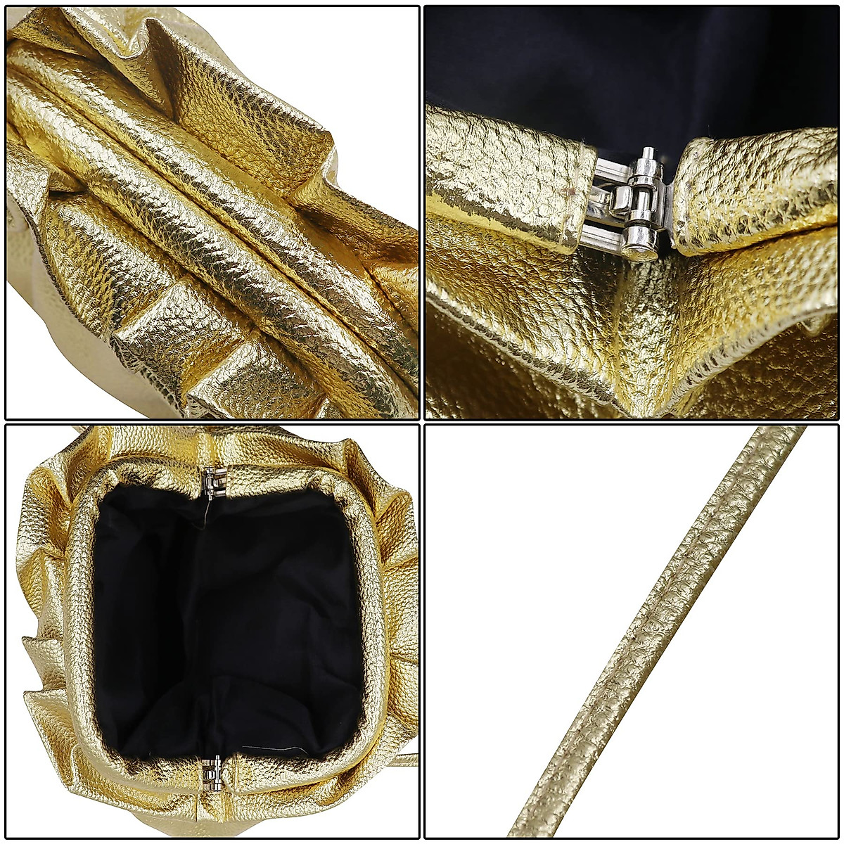 Women Cloud-Shaped Dumpling Bag Fashion Ruched Crossbody Bag Cell Phone Clutch Purse Clip Shoulder Handbag