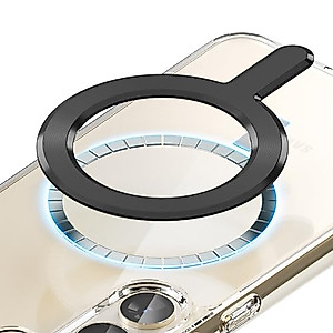 Sinjimoru Ring Magnetic Plate for Stickers, Slim Plate for MagSafe Charger & MagSafe Accessories for All Smartphones & iPhone 12/13 and 14 Series. M-Plate Black
