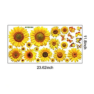 56Pcs Sunflower Butterfly Sticker Sunflower Stickers for Walls Car Sunflower Decorations for Room Yellow Flowers Wall Decor Wall Decor Living Room Stickers for Window