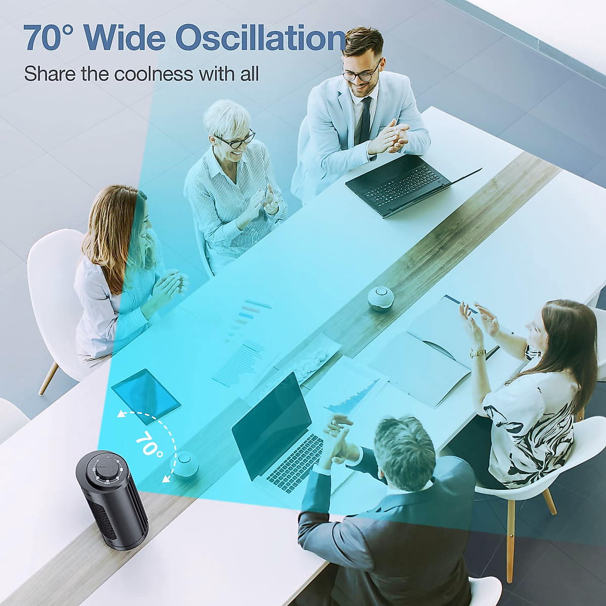 Grelife Oscillating Fan, Desk Table Fan with 3 Speeds, Quiet Cooling, Tower Fans 70° Oscillation, 13'' Portable Small Bladeless for Bedroom Home Office Desktop