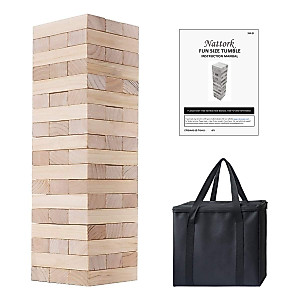 SHAREWIN Giant Tumbling Tower (Stack from 1.77Ft to 4+ Ft), Wood Stacking Giant Blocks Game| Made from Premium Pine Wood| Ideal for Family, 54PCS