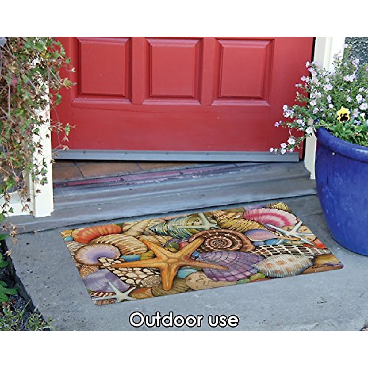 Toland Home Garden 800033 Shells of The Sea Summer Door Mat 18x30 Inch Beach Outdoor Doormat for Entryway Indoor Entrance