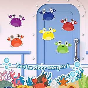 Kanayu 6 Pcs Cruise Door Decorations Magnetic Crab Cruise Door Magnets Cartoon Gesture Car Magnets Stickers Ocean Cruise Ship Door Decorations Funny Fridge Door Magnets for Cruise (Crab)