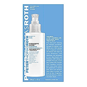 Peter Thomas Roth | Goodbye Acne AHA/BHA Acne Clearing Gel | Face Body Spot Treatment, Maximum-Strength Acne Spot Treatment, 3.4 Fl Oz (Pack of 1)