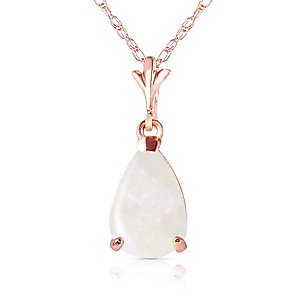Galaxy Gold GG 14k 18" Rose Gold Natural Pear-shaped Opal Drop Pendant Necklace