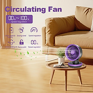 hYwecy Desk fan Oscillating Fan,1-100Speeds Adjustable Powerful Portable Fan,90° Oscillating Table Fan with 6000mAh Battery,Strong Cooling Airflow Personal Fan for Office,Bedroom,Home,Kitchen (Grey)