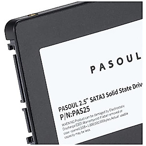 PASOUL SSD 512GB Internal 2.5" SATA 3.0 6GB/s Compliant 3D NAND Max Read 550MB/s Max Write 480MB 7mm Thickness