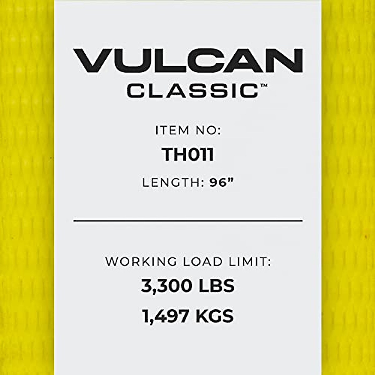 VULCAN Car Tie Down with Snap Hooks - Lasso Style - 2 Inch x 96 Inch - 4 Pack - Classic Yellow - 3,300 Pound Safe Working Load
