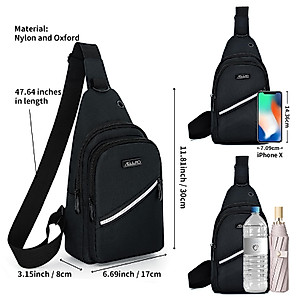Aisijimo Sling Bag for Men,Nylon Anti-Theft Pocket,Crossbody Bags Trendy,Shoulder Backpack for Work Outdoor Traveling,Black-Pro2