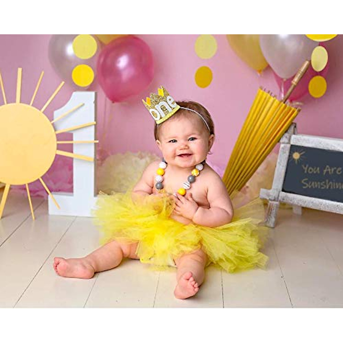Baby's Sunshine Crown for 1st birthday -  First Birthday for You Are My Sunshine Crown,Birthday Get Together for Decorations,Photo Props for Birthday Party,Birthday Souvenir Gifts（Golden）
