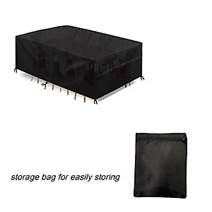 Kikosawa Upgraded Patio Furniture Covers Outdoor Furniture Set Covers for Garden Rectangular Oval Table Waterproof Windproof Anti-UV (124"x 63"x 29")