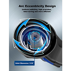 Dynastus 6-Inch Self-Vacuuming Random Orbit Air Palm Sander, Dual Action Pneumatic Polisher with Velcro Hook and Loop Backing Pad