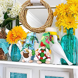 Upltowtme Beach Summer Gnomes Plush Seaside Gnome Decoration Handmade Beach Couple Decor for Farmhouse Tiered Tray Decor Shelf Sitters Tomte Swedish Nisse Scandinavian Elf Dwarf Home Kitchen Ornaments