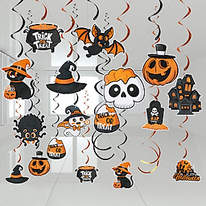 CCINEE Hanging Swirl Ceiling Scare Decorations for Halloween Party, 36 PCS Large Size Witches Ghost Pumpkin Spider Ceiling Home Indoor Halloween Eve Party Decor Supplies