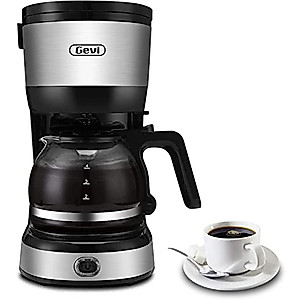 Gevi 4-Cup Coffee Maker with Auto-Shut Off, Small Drip Coffeemaker Compact Coffee Pot Brewer Machine with Cone Filter, Glass Carafe and Hot Plate, Stainless Steel Finish