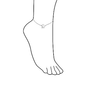 Four Leaf Shamrock Flower Anklet Lucky Charm Clover Ankle Bracelet For Women Teens Curb Link .925 Sterling Silver 9 To 10 Inch With Extender Adjustable