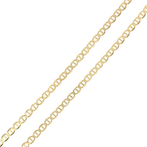 Ioka - 14K REAL Yellow Solid Gold 2.5mm Flat Mariner Chain Necklace with Lobster Clasp - 22"