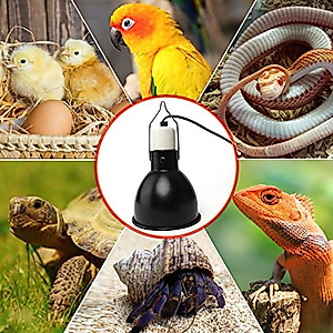 Reptile Light Fixture Heat Lamp for Turtle,5.5Inch Reptile Deep Dome Fixture with E26 Lamp Bulbs 150W*2 UVA UVB Reflector with 360°Rotating Clips for Reptiles,Turtles,Chicken,Snakes,Lizards