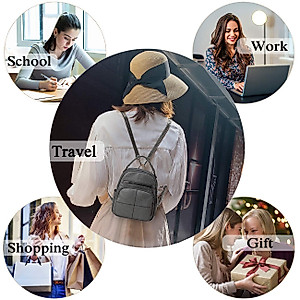 Kasqo Mini Backpack Purse for Women, Square Small Convertible PU Leather Backpack Fashion Shoulder Bag for Ladies -Brown