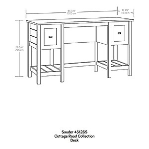 Sauder Cottage Road Desk, L: 53.94" x W: 19.45" x H: 29.76", Raven Oak Finish