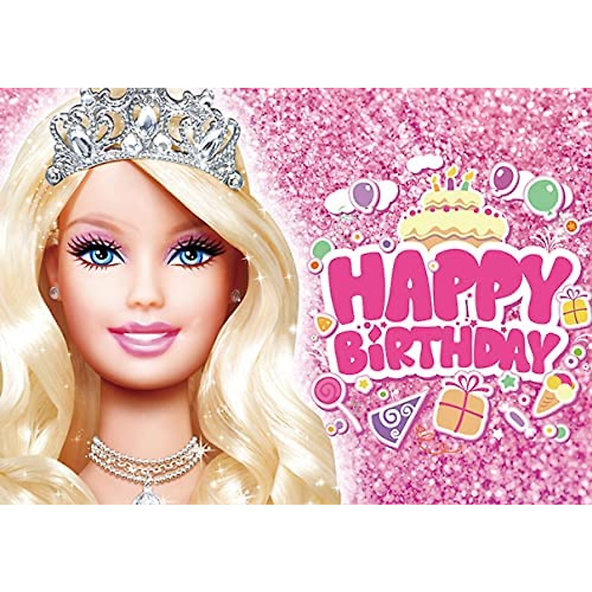 Barbie Backdrops for Girl Birthday Party Decorations Supplies, Barbie Theme Birthday Photo Background for Cake Table Decorations, Happy Birthday Barbie Banner, Polyester 7x5ft, Birthday Pink Barbie