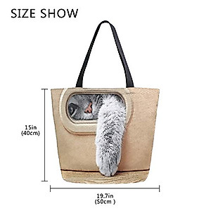 Canvas Tote Bag Lovely Animal Cat Large Handbags Reusable Multi Purpose Tote Strong Durable for Woman Man