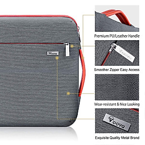 Voova 13 Inch Laptop Sleeve Case Compatible with MacBook Air/MacBook Pro 13 M2/M1,13.5 Surface Laptop 5/4,XPS 13 Chromebook,iPad Pro 12.9,360°Protective Computer Bag Cover with Organizer Pocket, Grey