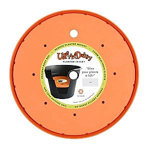 Bloem Ups-A-Daisy Round Planter Insert: 13" - Orange - Durable Resin Disk, Drainage Holes, Place Inside A Planter, Use Less Potting Soil, for Indoor & Outdoor Use, Gardening