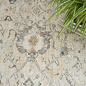 Nourison Oushak Home Traditional Cream 4'1" x 5'11" Area -Rug, Easy -Cleaning, Non Shedding, Bed Room, Living Room, Dining Room, Kitchen (4x6)