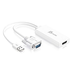 j5create HDMI to VGA Adapter- 4K 1080p @ 60 Hz | 1.62 Gbps and 2.7 Gbps | Compatible with Apple iMac or MacBook, PC, HDTV, Projectors and More