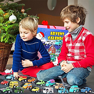 Juegoal 24 Pieces Pull Back Cars and Trucks Toy Vehicles Set for 3-6 Year Old Toddlers Kids, Kids Party Favors, Stocking Stuffers, Easter Party Favors Gifts Presents Toys, Perfect for Boys and Girls