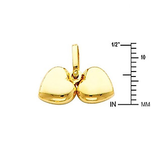 14k REAL Yellow Gold Double Heart Charm Pendant