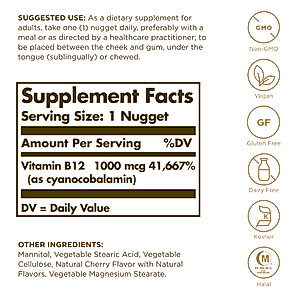Solgar - B-12 Nuggets, 1000 mcg, 100 pellets
