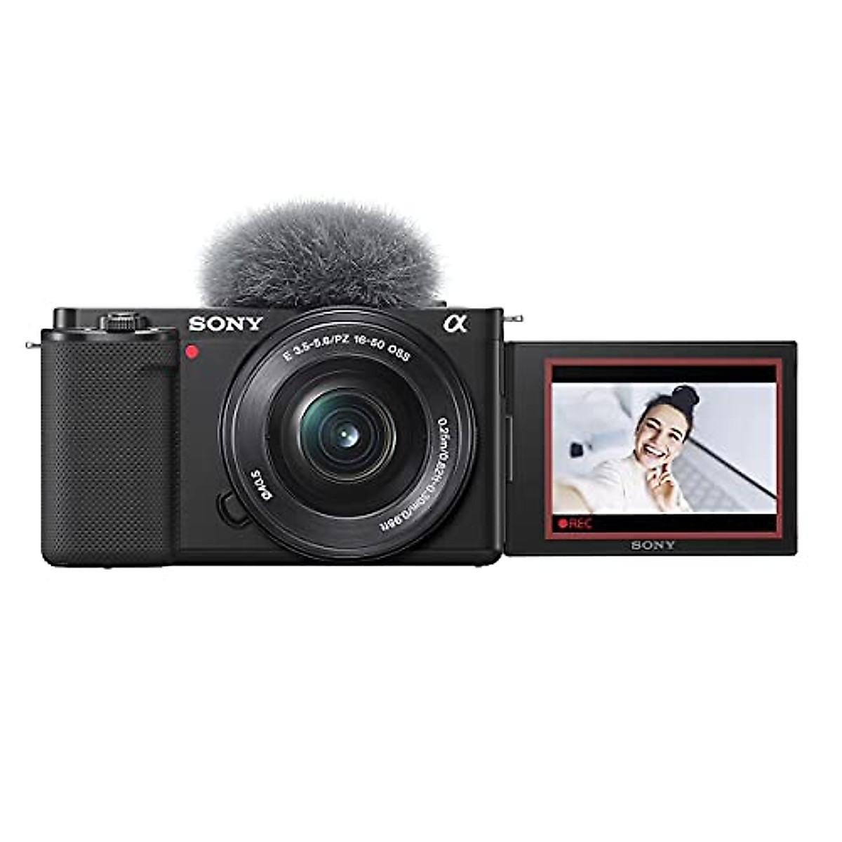Sony ZV-E10 Mirrorless Camera with 16-50mm Lens & E 55-210mm f/4.5-6.3 OSS E-Mount Lens, Black Bundle with Vlogger Kit, Mac Photo Editing, Bag, Screen Protector, 2X Filter Kit