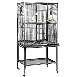 Brisbane Cage (Black) - Large Spacious Durable Metal Cage - for Sugar Gliders, Chinchillas, Squirrels, Ferrets & Other Small Pets
