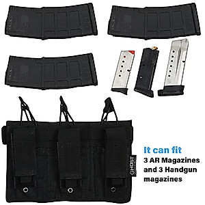 Ghost Concealment Triple Mag Pouch Open-Top Rifle Mag Pouches and Pistol Magazine Pouches Molle Backpack Airsoft Military Gear - Magazine Holster for Ammo