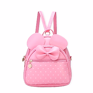 KL928 Girls Bowknot Polka Dot Cute Mini Backpack Small Daypacks Convertible Shoulder Bag Purse for Women