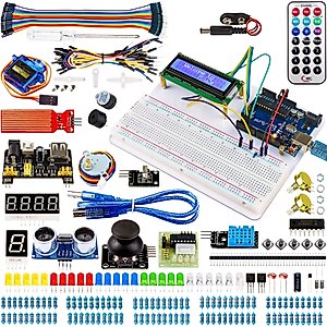 Miuzei Starter Kit Compatible with Arduino Projects, Circuit BreadBorad, LCD1602 Module, Breadboard, Jumper Wires, Servo, Sensors, LEDs, Detailed Tutorial MA05