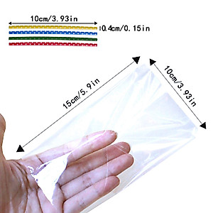 Beasea 4 x 6 Inches Treat Bags Cello Bags, Cellophane Bags 300pcs Cake Pop Treat Cello Bags for lollipop with 4 Mix Colors Twist Ties for Bakery Popcorn Cookies Candies Dessert