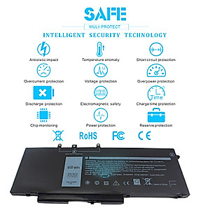 68Wh GJKNX 7.6V Battery for Dell Latitude 5480 5490 5580 5590 5495 5491 5591 5280 5290 5488 5288 E5480 E5580 E5490 E5590 Precision 3520 3530 451-BBZG 5YHR4 GD1JP 0GD1JP DY9NT 0DY9NT P60F P72G 4-Cell