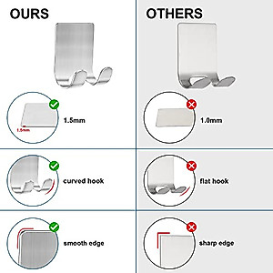 Diesisa Razor Holder for Shower + Adhesive Wall Hooks, Premium 304 Stainless Steel Shower Razor Holder with Heavy Duty Waterproof Sticky Hooks for Hanging Towels, Coat, hat (2+2 Pack)