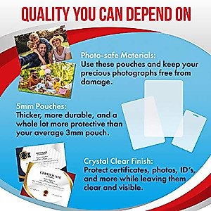 5MIL Thermal Laminating Pouches (150 Count) Letter, Photo, Card, Notecard, ID Badge and Business Card Sizes Dry-Erase Friendly Sheets, Compatible with Laminators Crystal Clear Laminated Finish